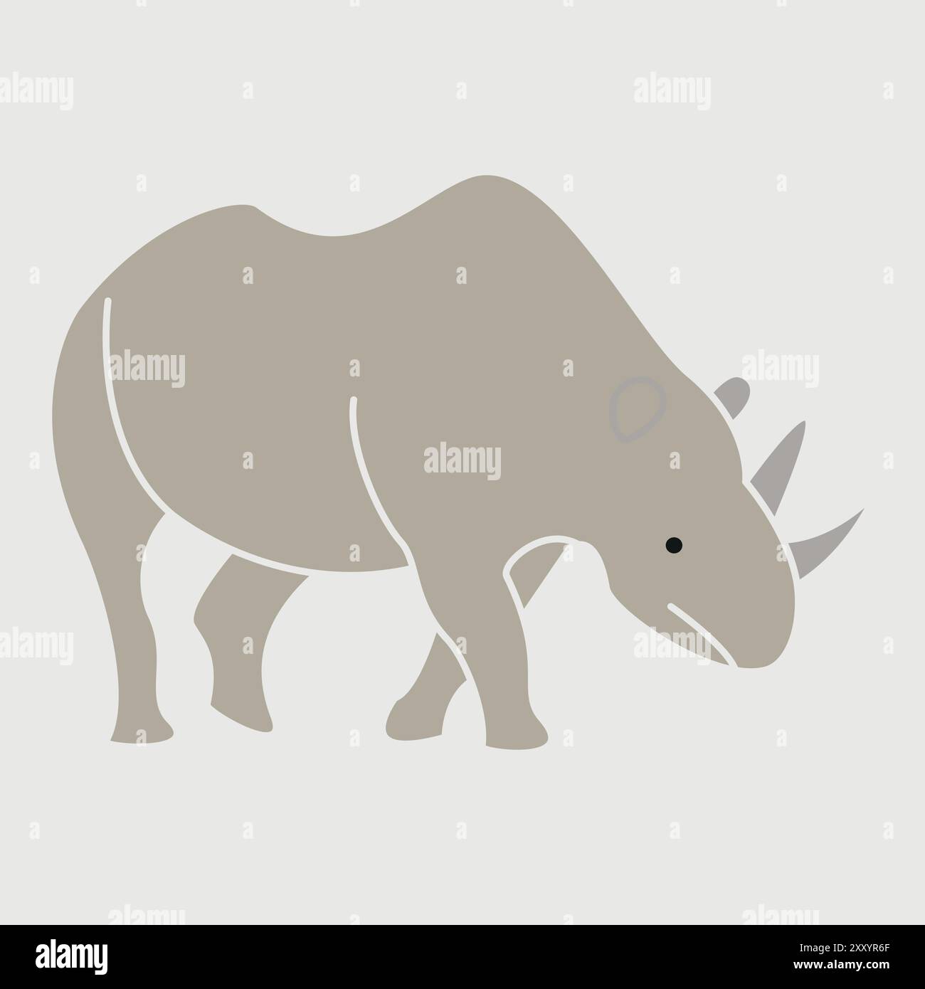 Rhino grey illustration, vector rhino and rhino animal vector ...