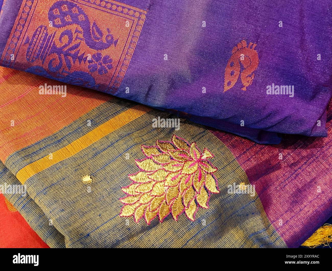Hand Weaving Silk and Handloom Sarees, saree with golden details, woman ...
