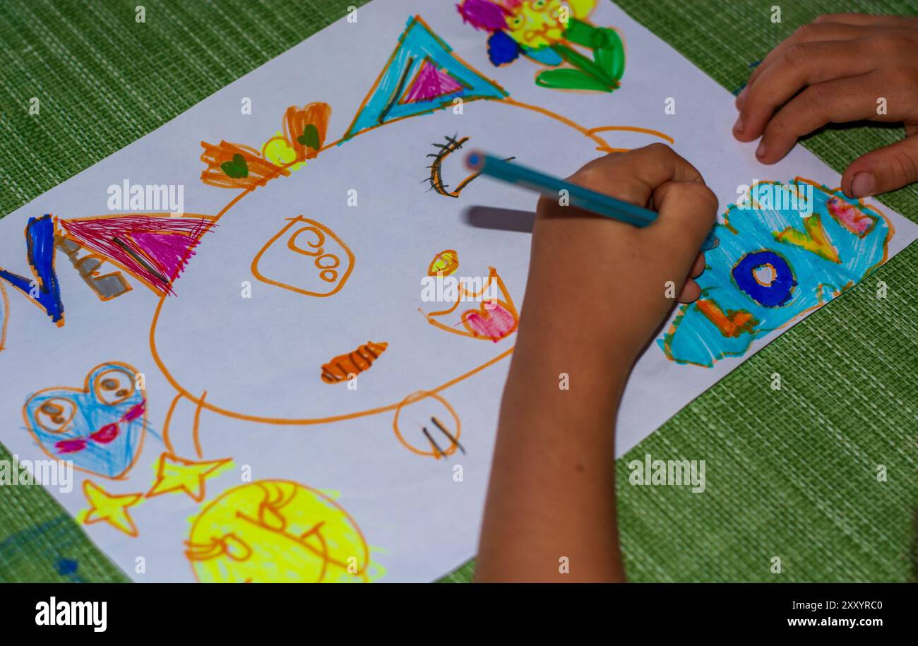 children's imagination and love for colors and drawings Stock Photo - Alamy