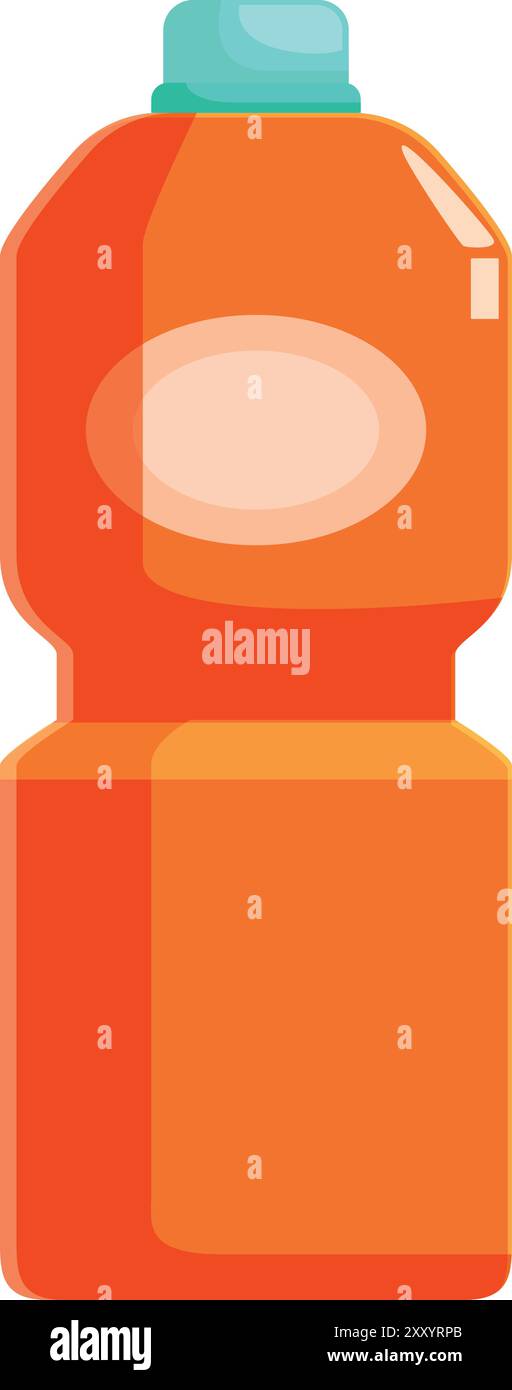 Simple orange plastic bottle with blue cap standing isolated on white ...