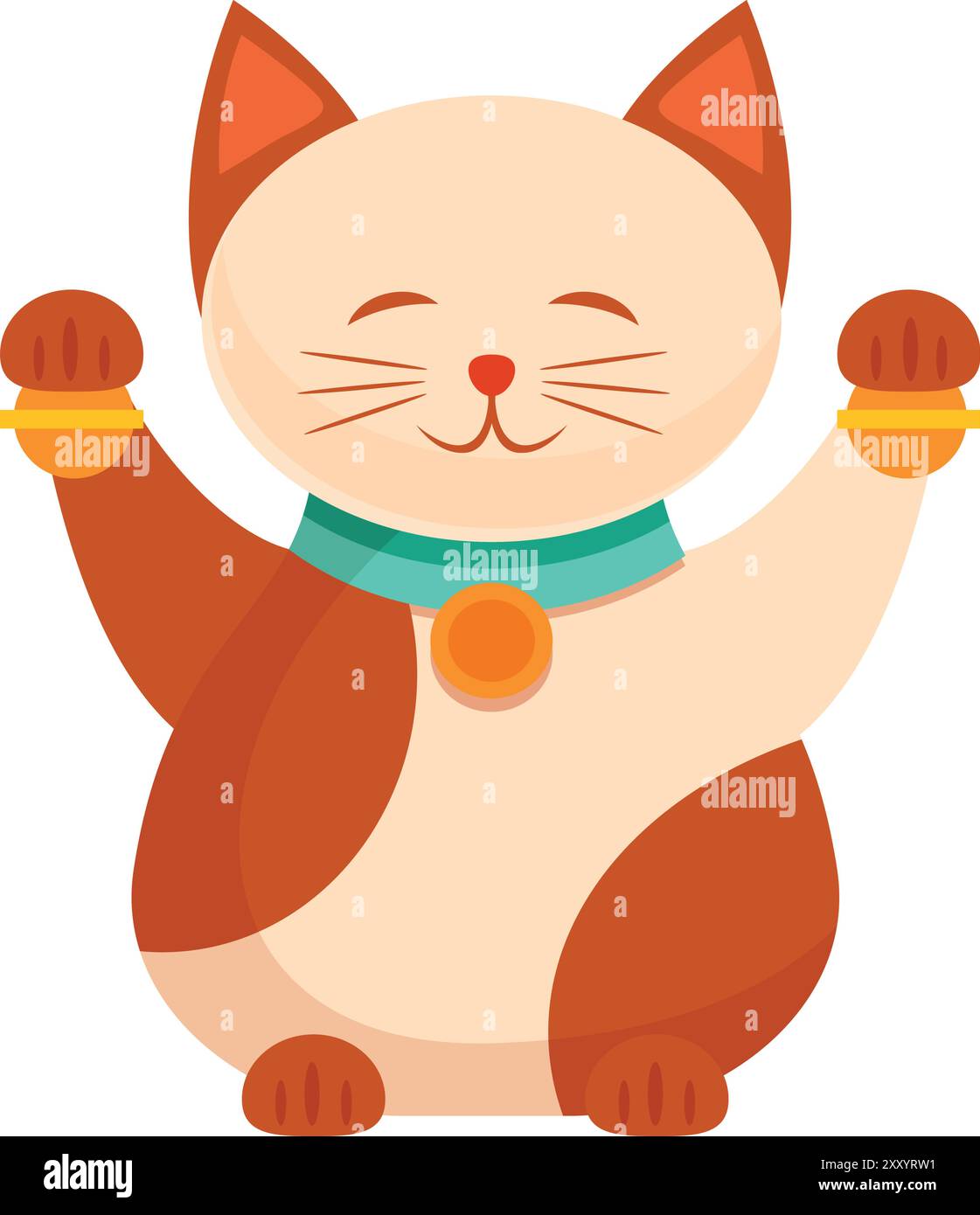 Cartoon maneki neko, the japanese lucky cat, is raising its paws to ...