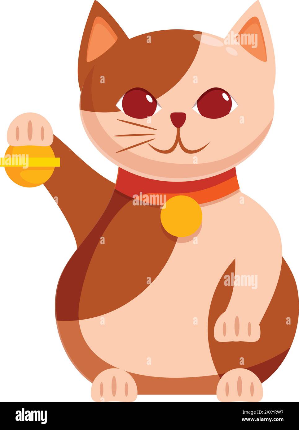 Charming illustration of a traditional japanese maneki neko cat, known ...