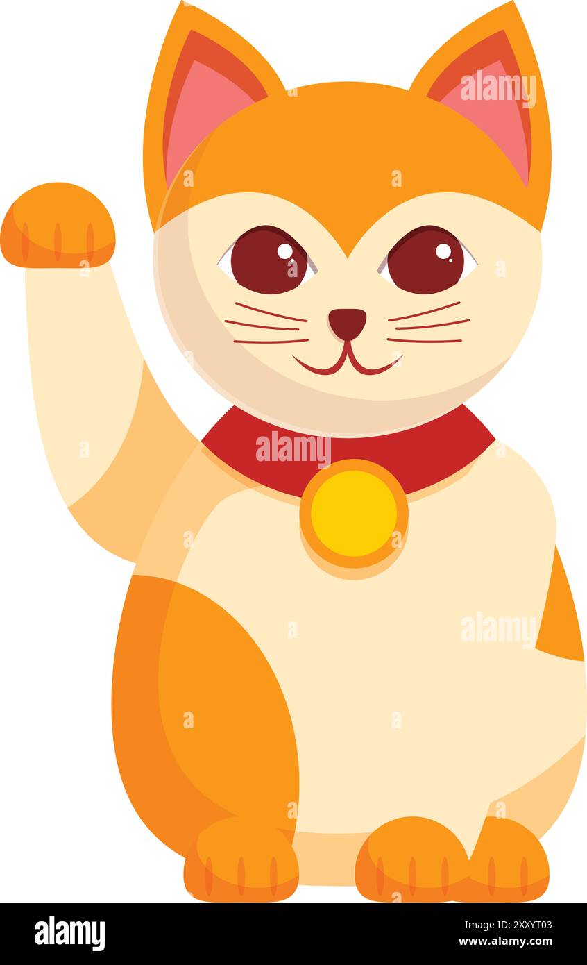 Charming maneki neko, the beckoning cat of japanese folklore, waving its paw, symbolizing luck ...