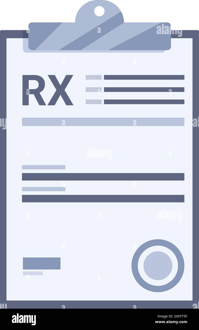 Medical prescription form with clipboard showing rx symbol for taking ...