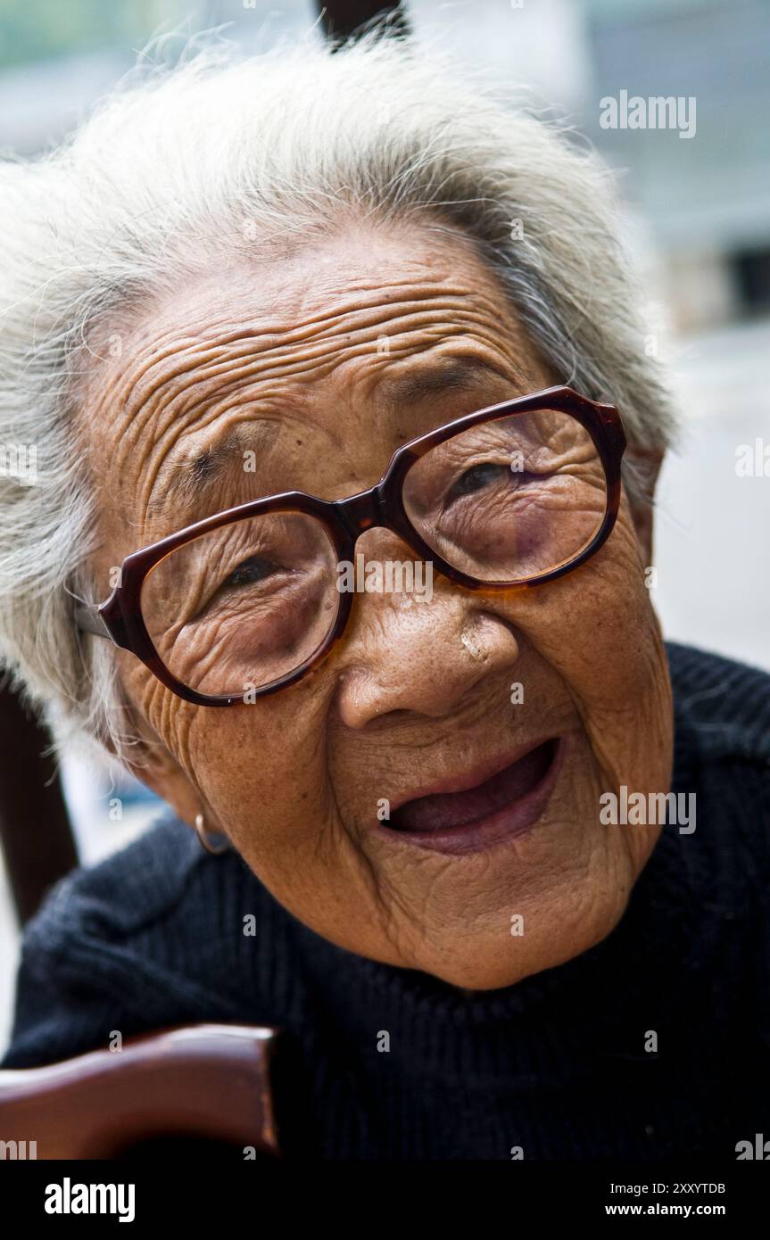 Portrait of an elderly Chinese woman taken in Nanjing, China Stock ...