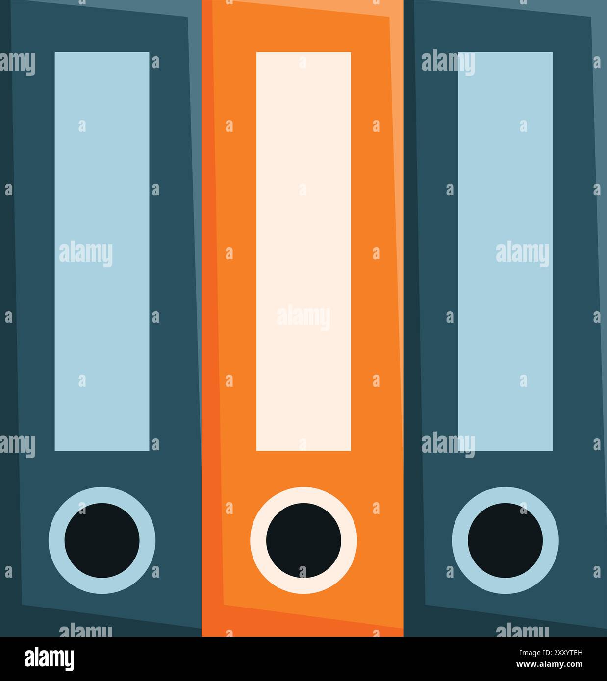 Three office folders standing up, a concept for organization and ...