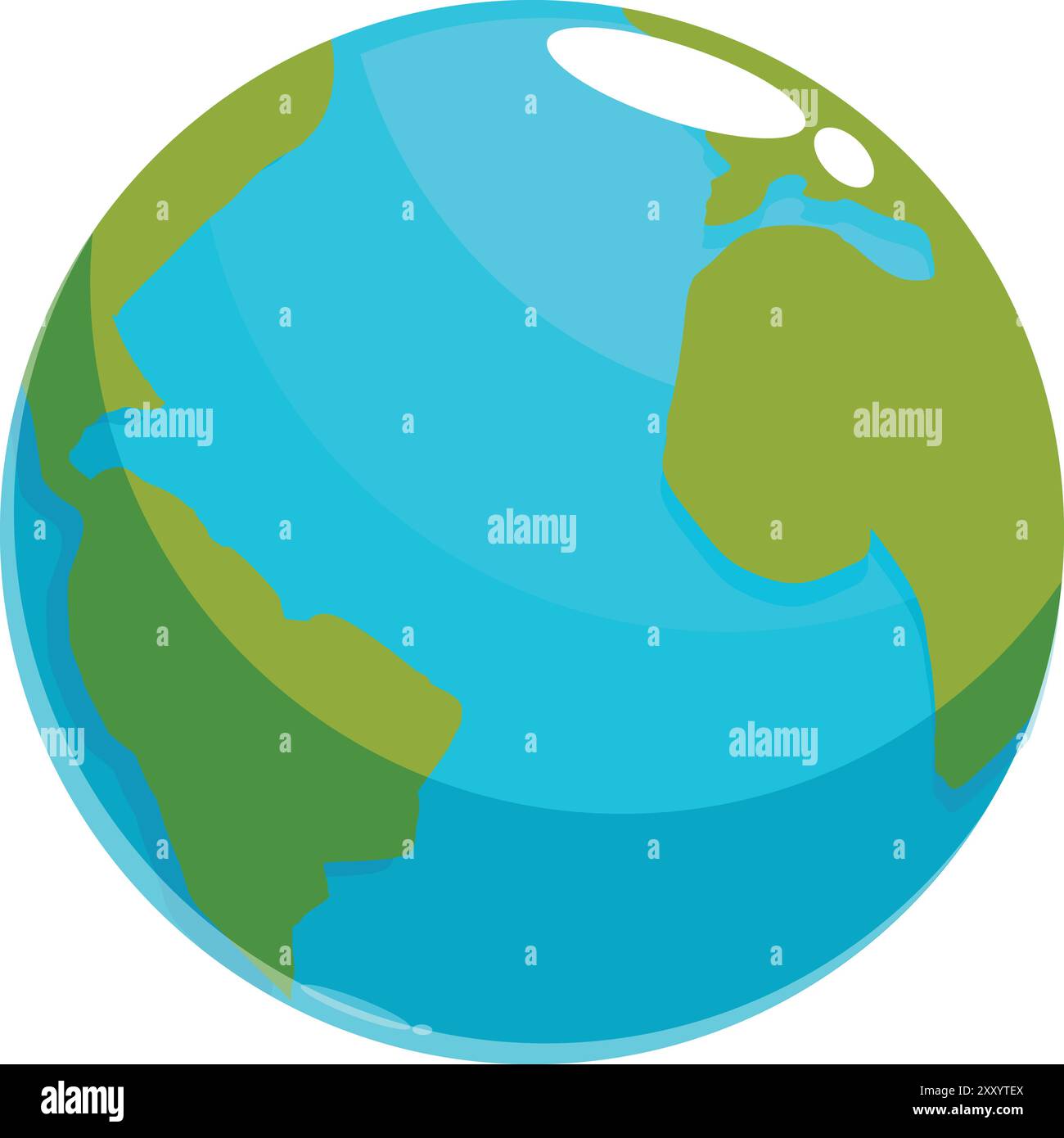 Cartoon earth illustration showing the continents of north and south ...