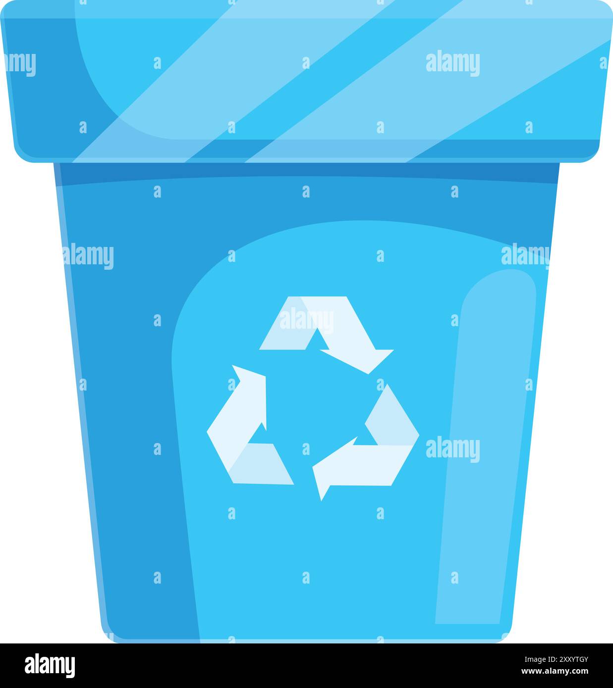 Blue recycling bin featuring the universal recycling symbol promoting ...