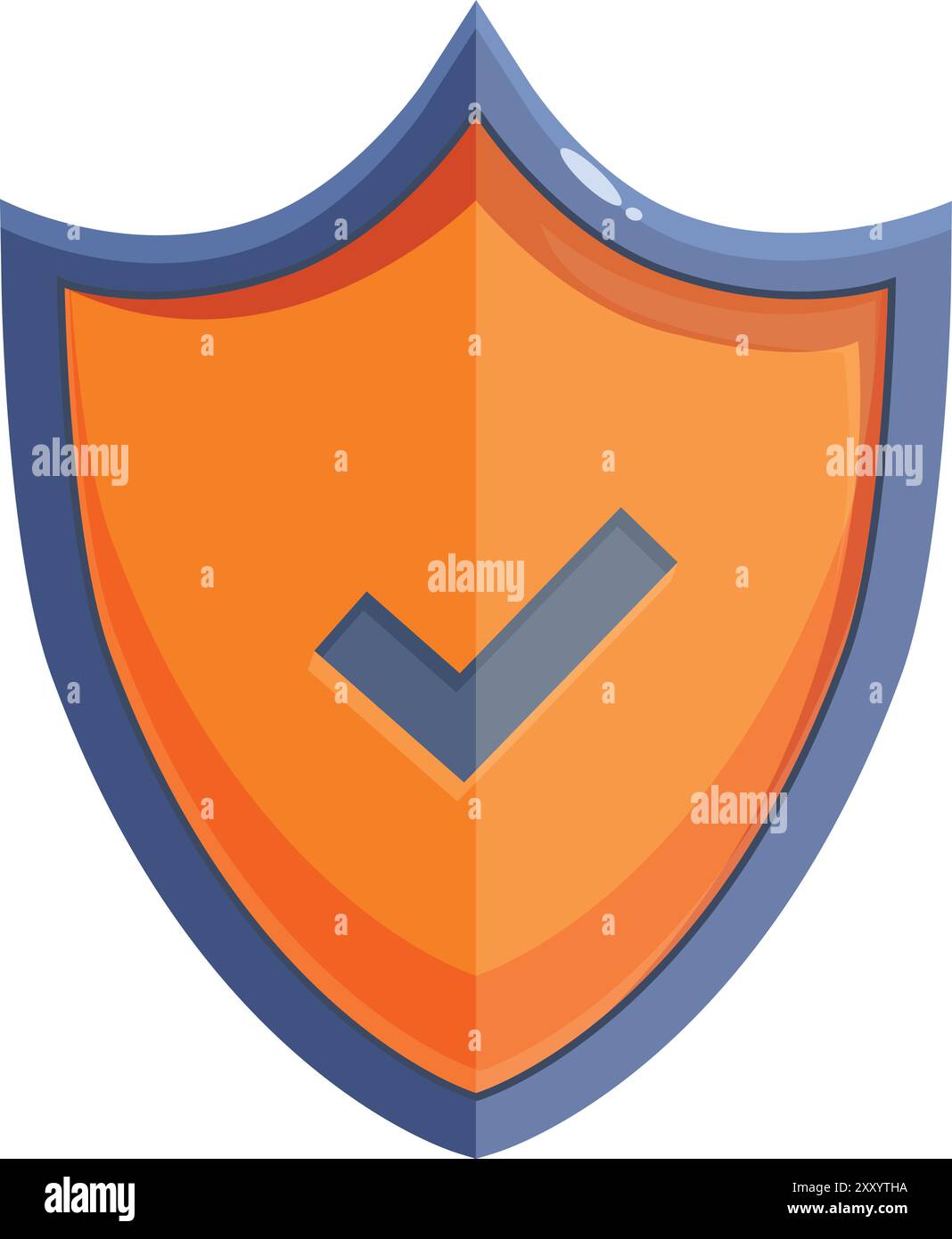 Orange shield displaying check mark, representing the concept of ...
