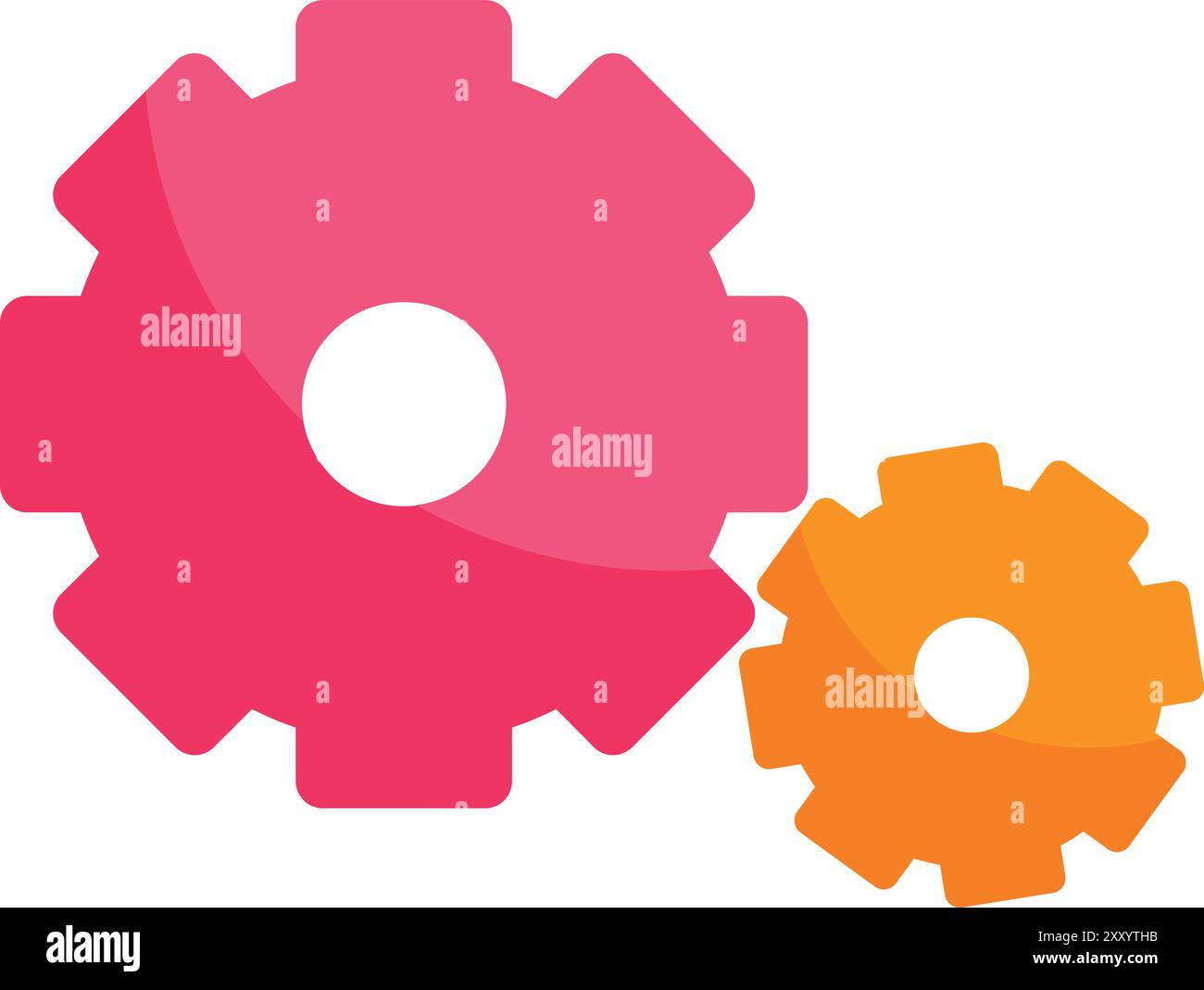 Two Colorful Gears Are Connecting Representing Teamwork And Collaboration Stock Vector Image