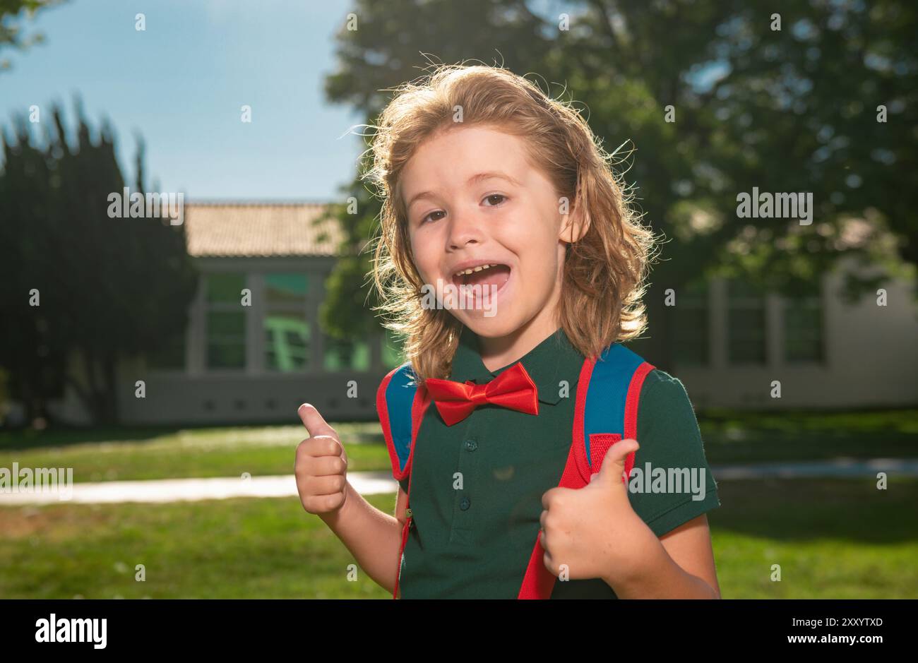 Funny nerd kid. Back to school and schooling. Little schoolboy pupil ...