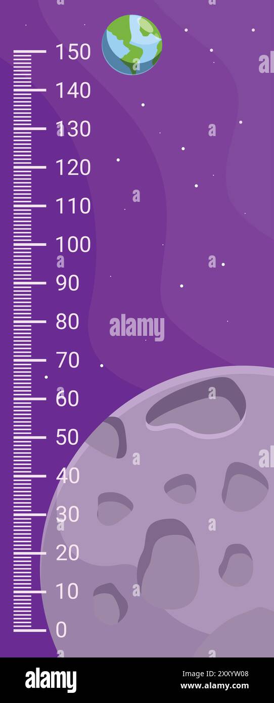 Cartoon space height chart measuring tool for kids room interior design ...