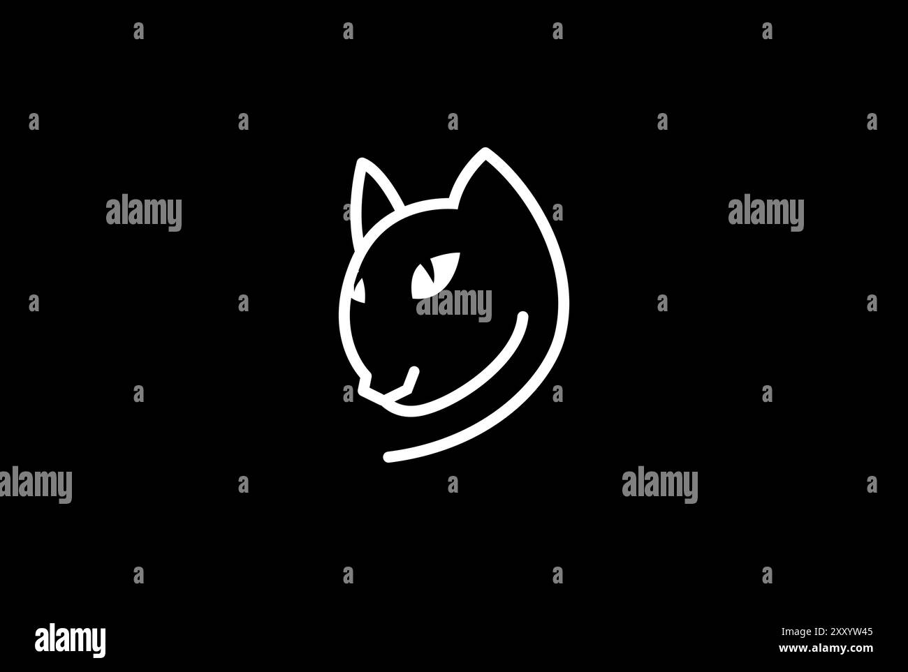 Simple Minimalist Cat Head Line Outline Logo Design Stock Vector Image ...