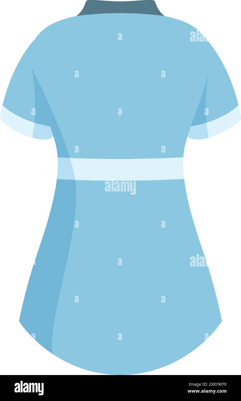Simple blue medical uniform with short sleeves, showing back view Stock ...
