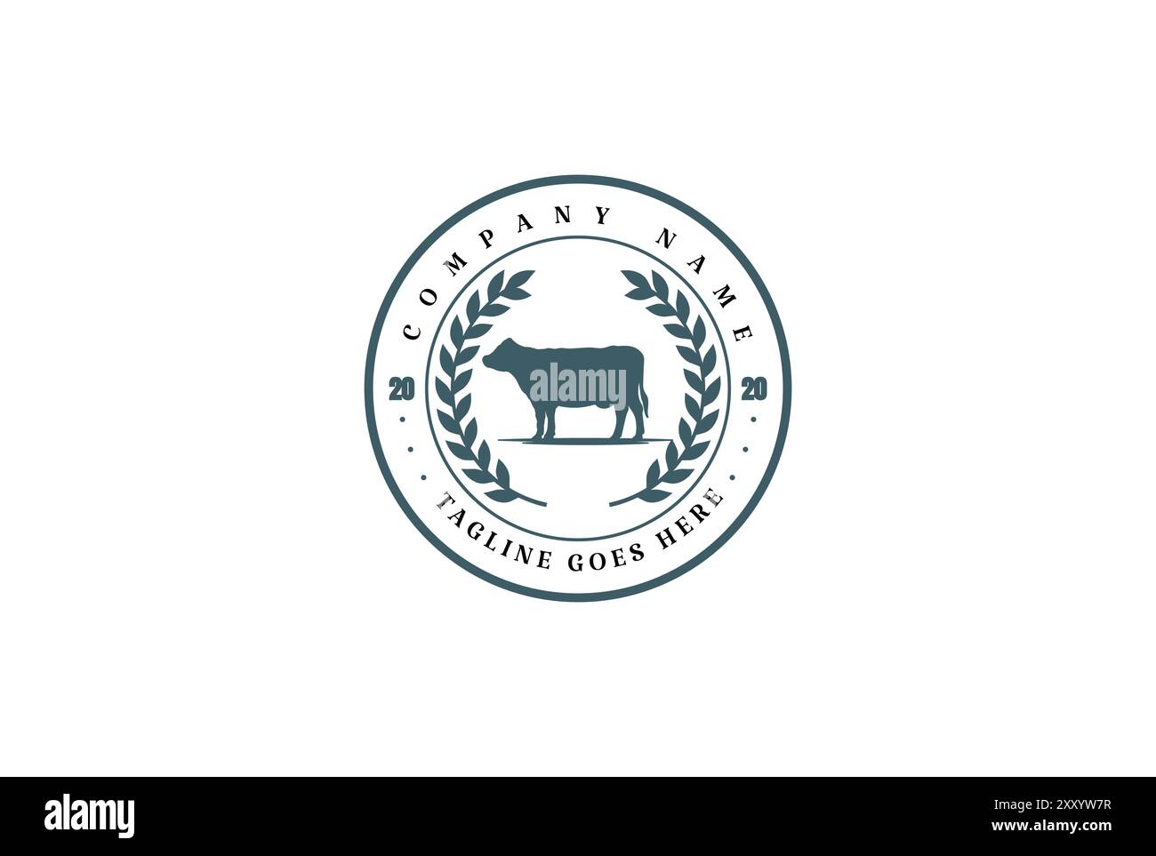 Circular Retro Vintage Cattle Angus Beef Emblem Label Livestock Logo