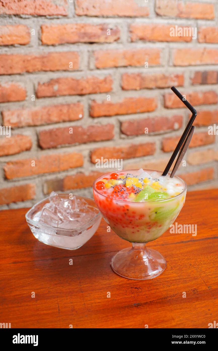 Mixed ice indonesian with agar agar, sago pearls, sliced jackfruit ...