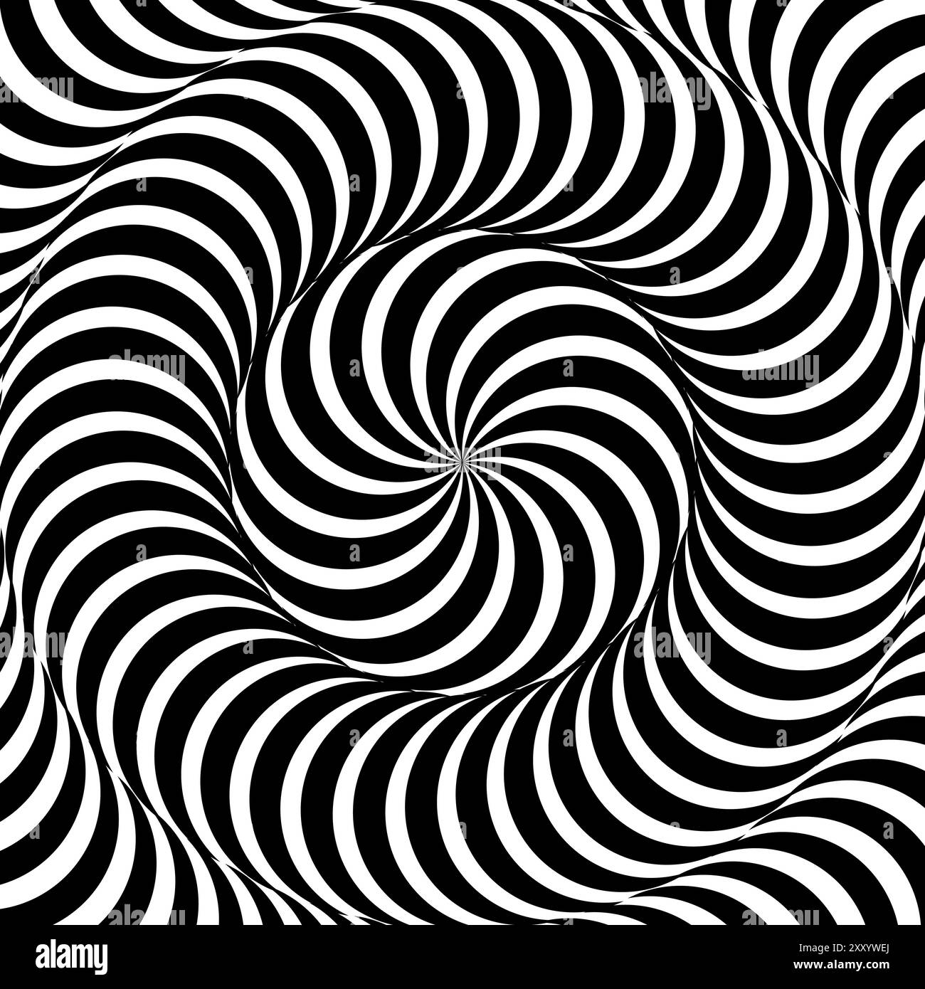 Psychedelic hypnotic swirl spiral pattern, hypnosis effect. Vector monochrome vortex, black and ...