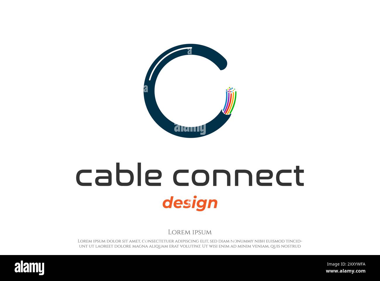 Simple Minimalist Cable Fiber Optic Logo Design Vector Stock Vector ...