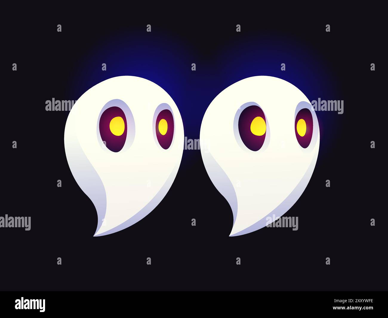 Halloween ghost font, quotes punctuation sign. Cartoon evil type, funny ...