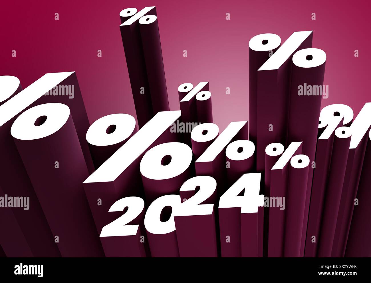 percent 3d sign 2024 year summary presentation background rising chart ...