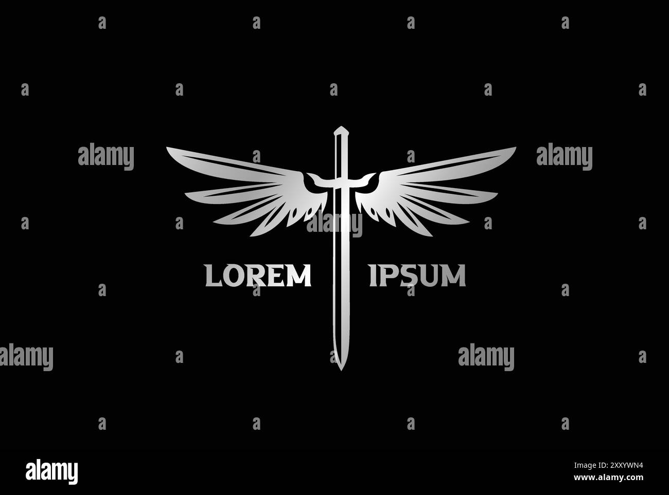 Sword Blade with Wings for Army Military Badge Emblem Logo Design ...