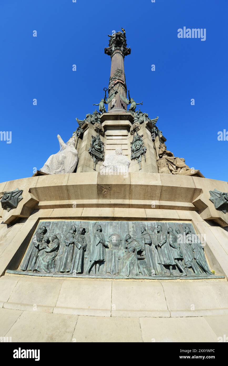 A Bas-relief at the Columbus Monument in Barcelona, Spain Stock Photo ...