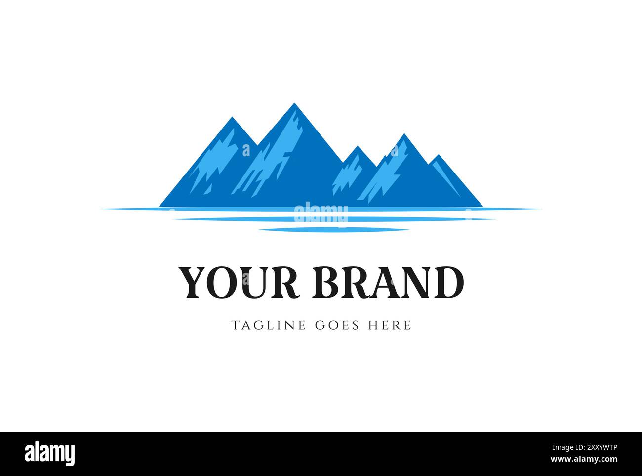 Ice Snow Mountain Island with Strait Lake River Creek or Ocean Beach ...