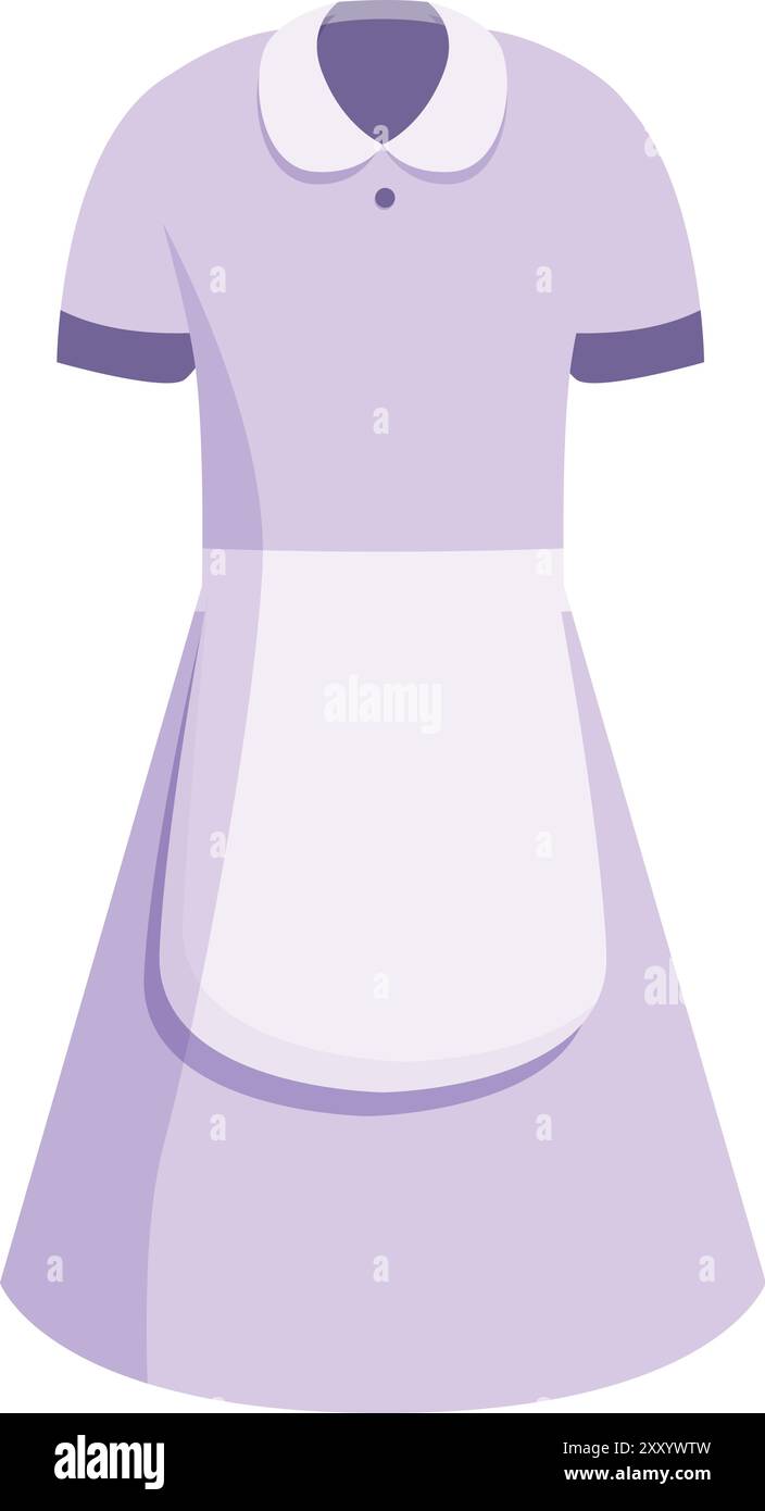Classic maid uniform featuring a purple dress and white apron ...