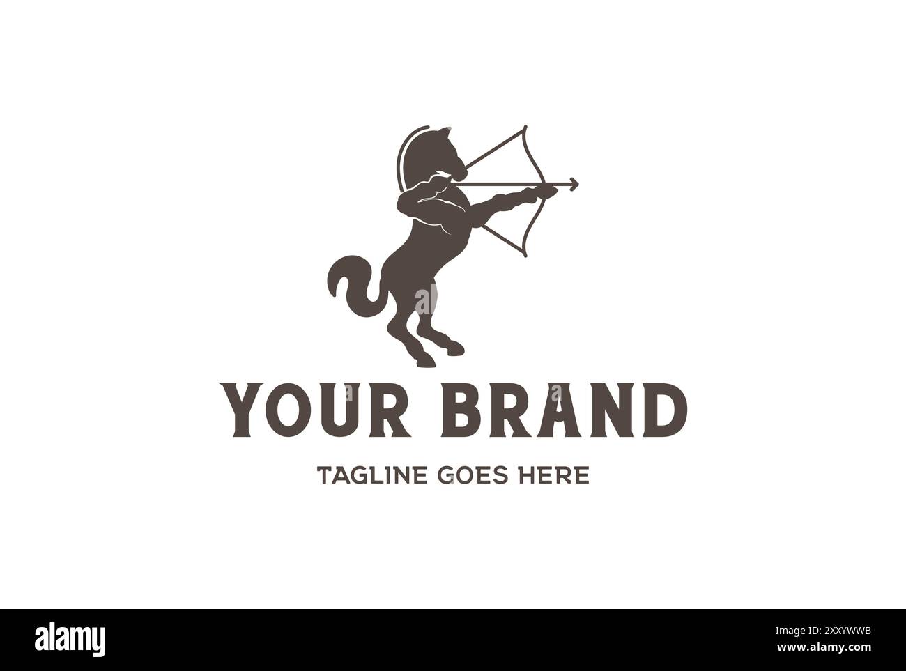 Vintage Retro Archer Archery Horse Stallion Logo Design Stock Vector ...