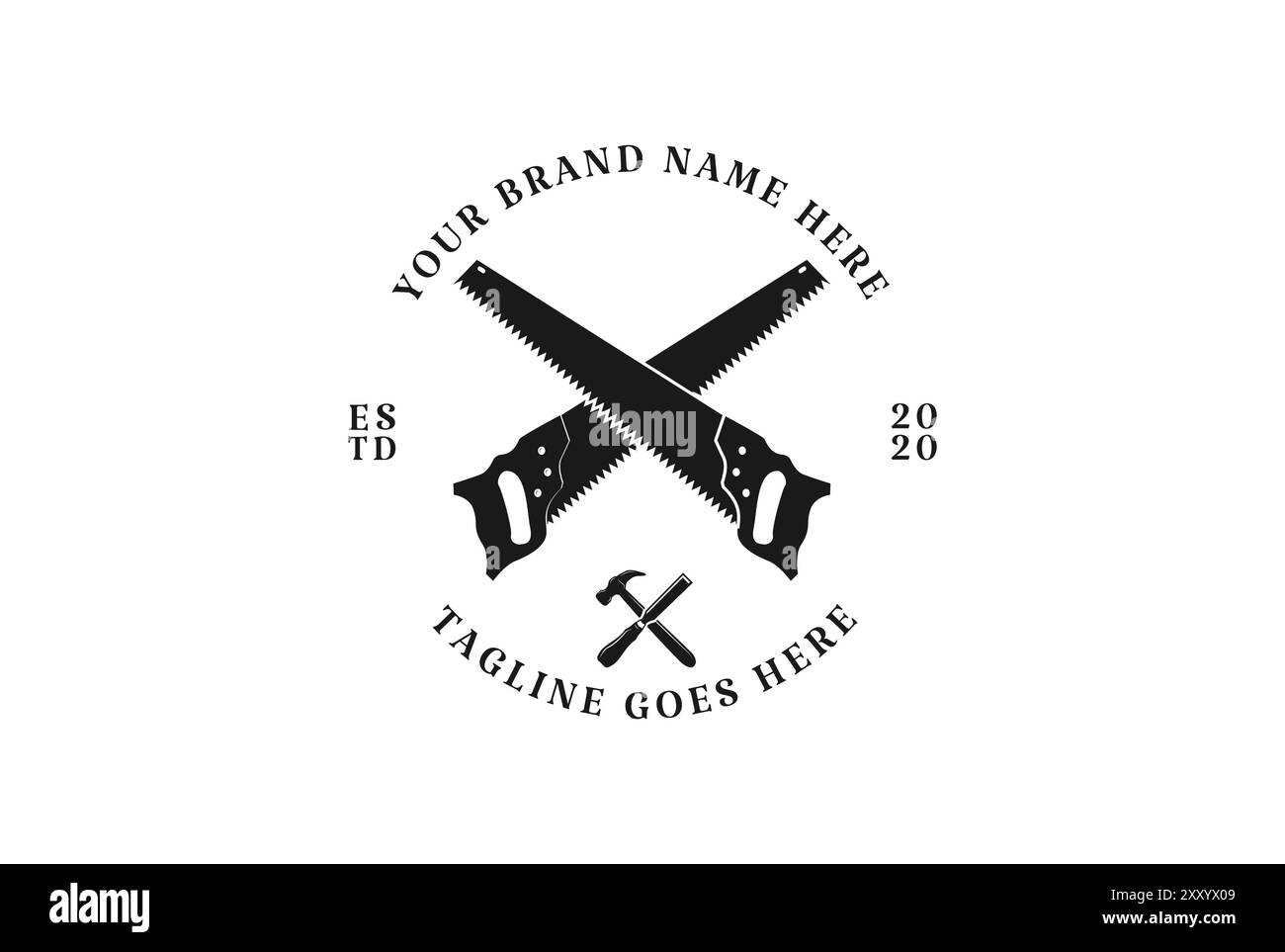 Rustic Crossed Cutter Saw for Carpenter or Woodworking Logo Design ...