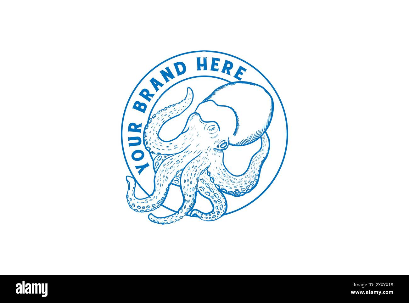 Vintage Retro Squid Cuttlefish Octopus Tentacle Badge Emblem Label Logo ...