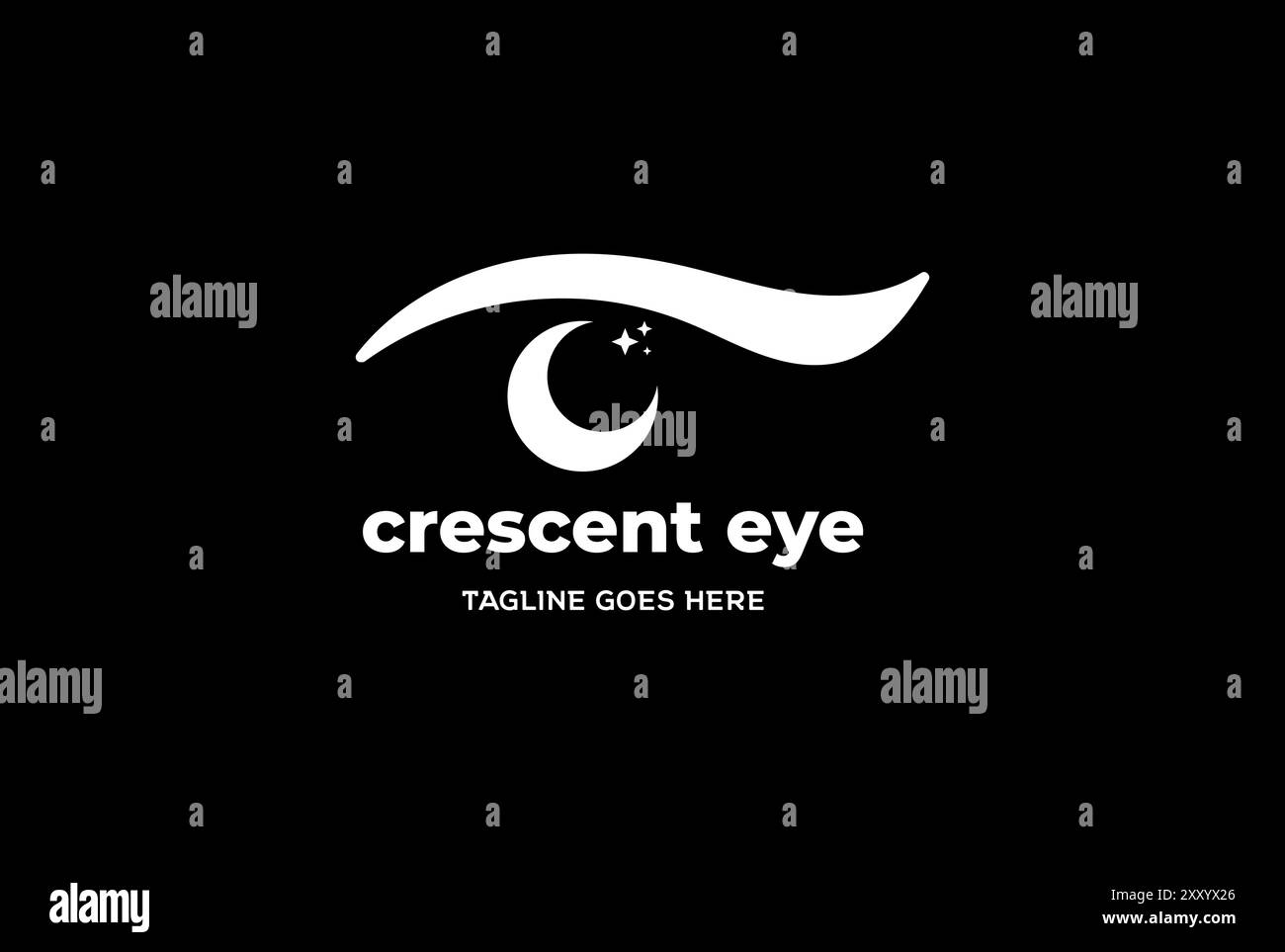 Modern Simple Minimalist Crescent Moon Star Eye Vision Logo Design ...