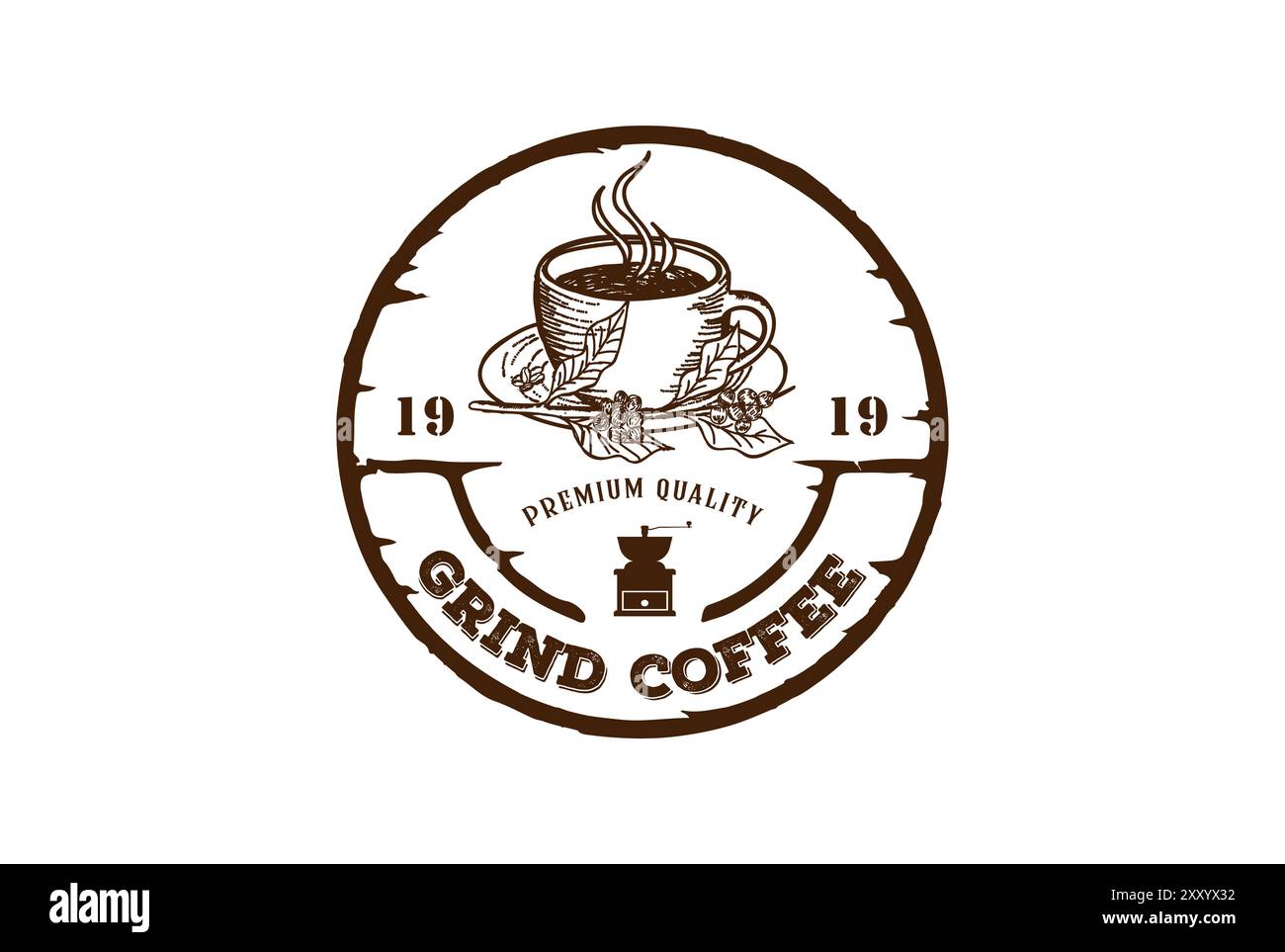 Old Rustic Coffee Mug Cup for Cafe Restaurant Bistro Logo Design Vector ...