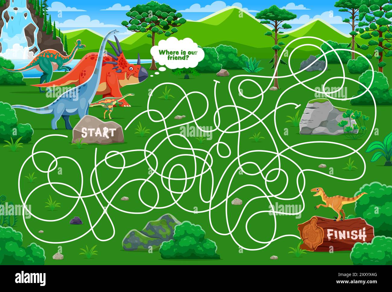 Kids labyrinth maze game to help prehistoric dinosaurs to find their ...