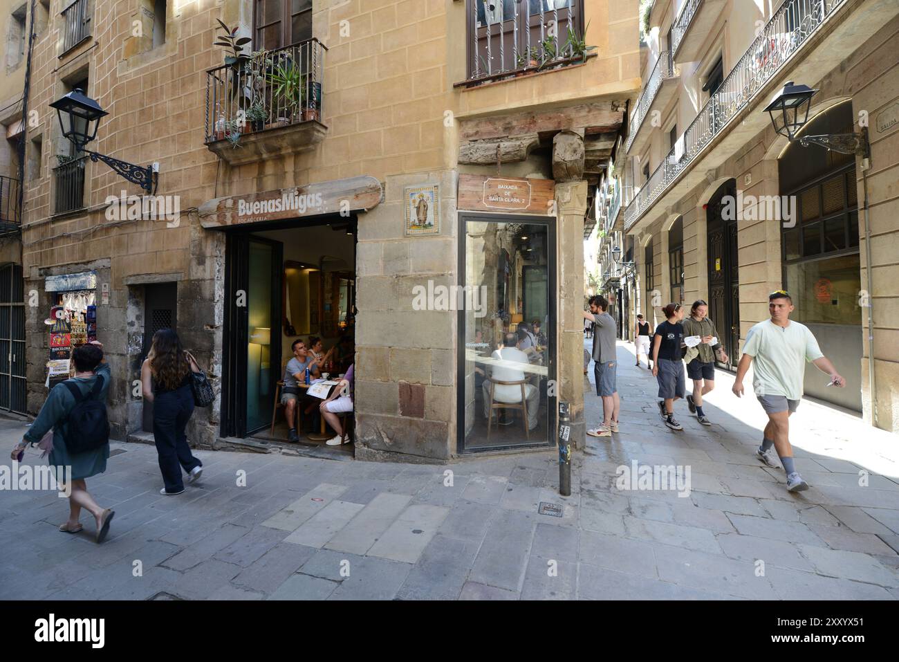 Buenas Migas café in the Gothic quarter in Barcelona, Spain Stock Photo ...