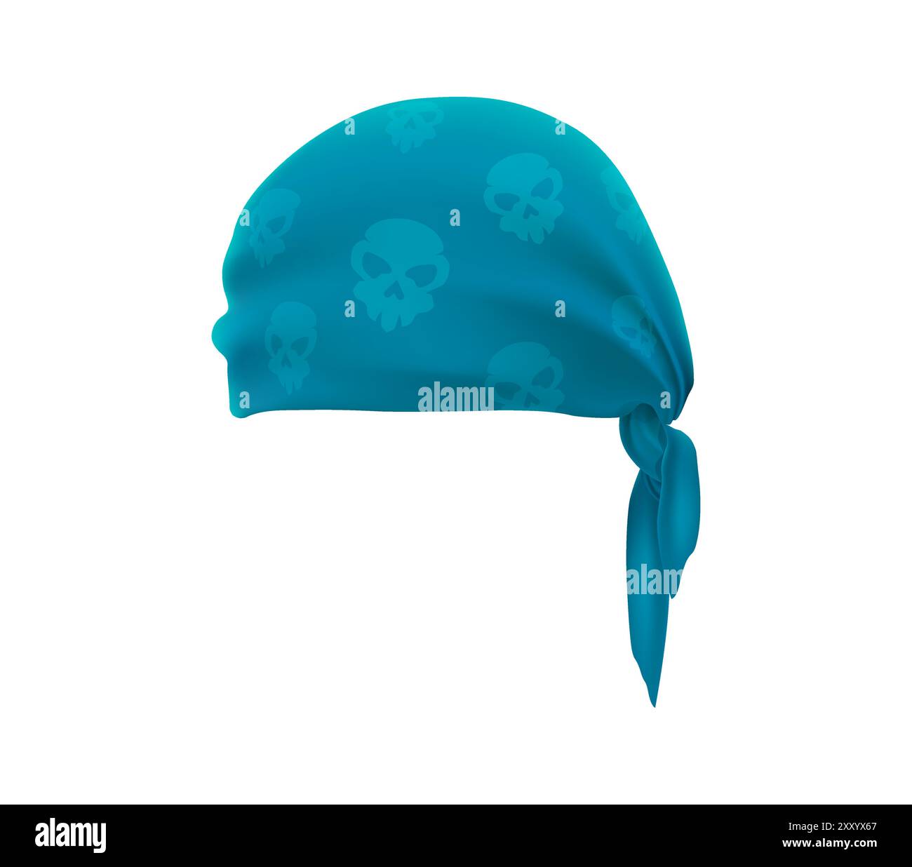 Cartoon pirate bandana hat, sea corsair blue textile headwear with ...