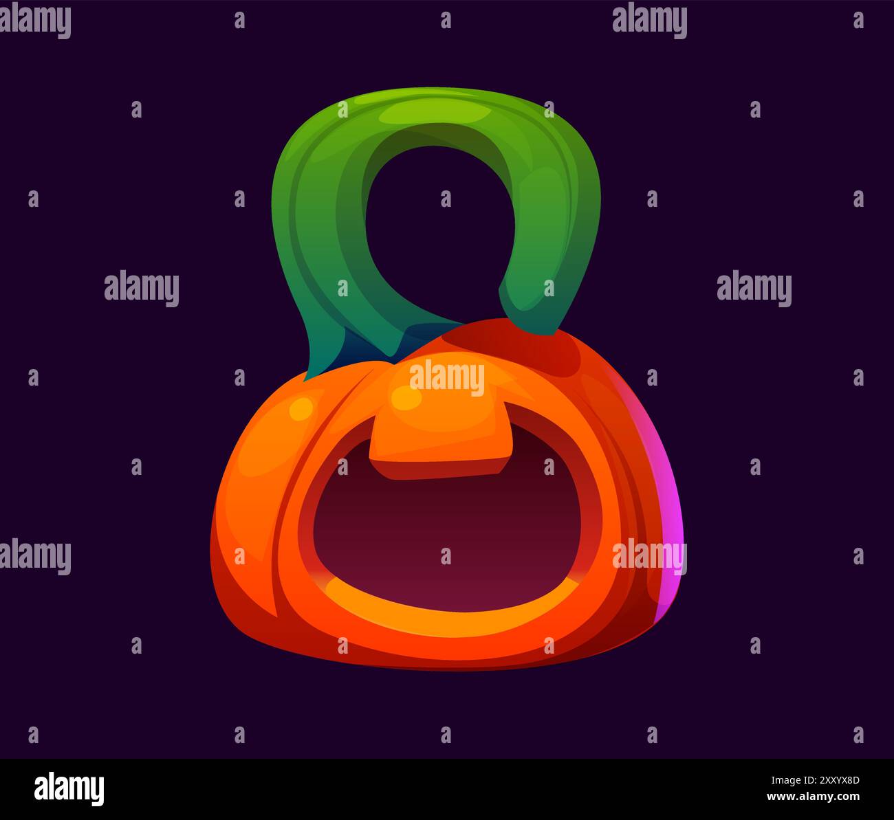 Number eight as pumpkin, Halloween font, cartoon evil type, funny scary ...