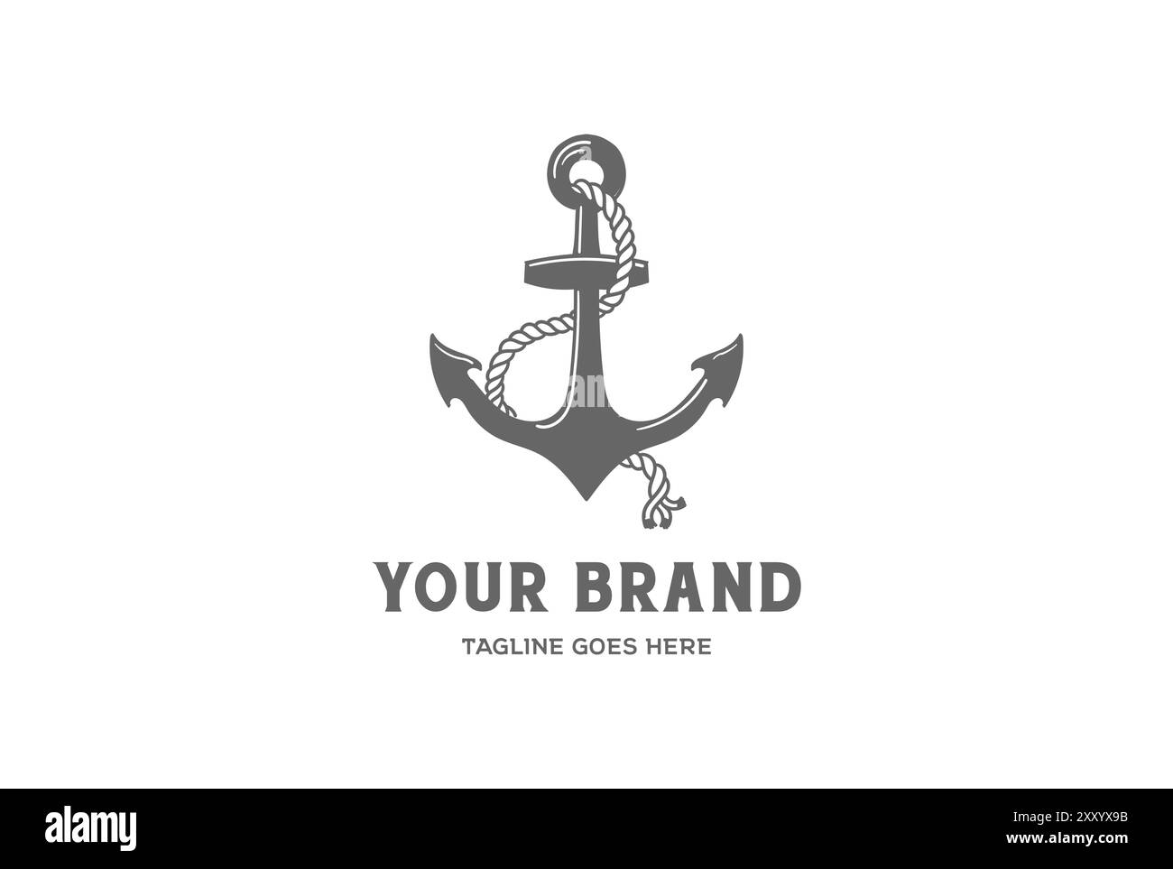 Vintage Retro Anchor Rope for Nautical Boat Ship Vessel Logo Design ...