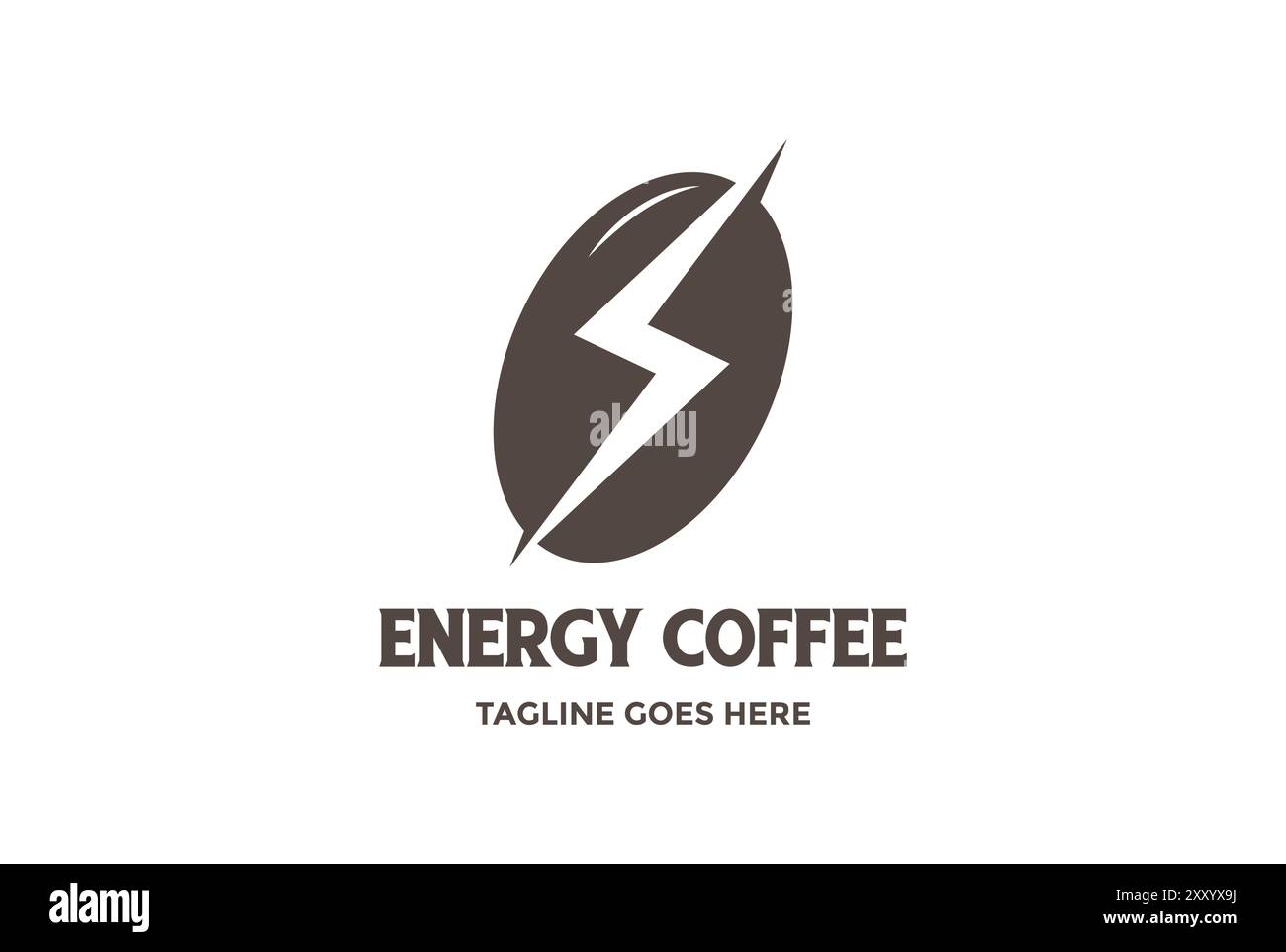 Coffee Bean with Electric Light Power Energy for Cafe Bar Shop Logo ...
