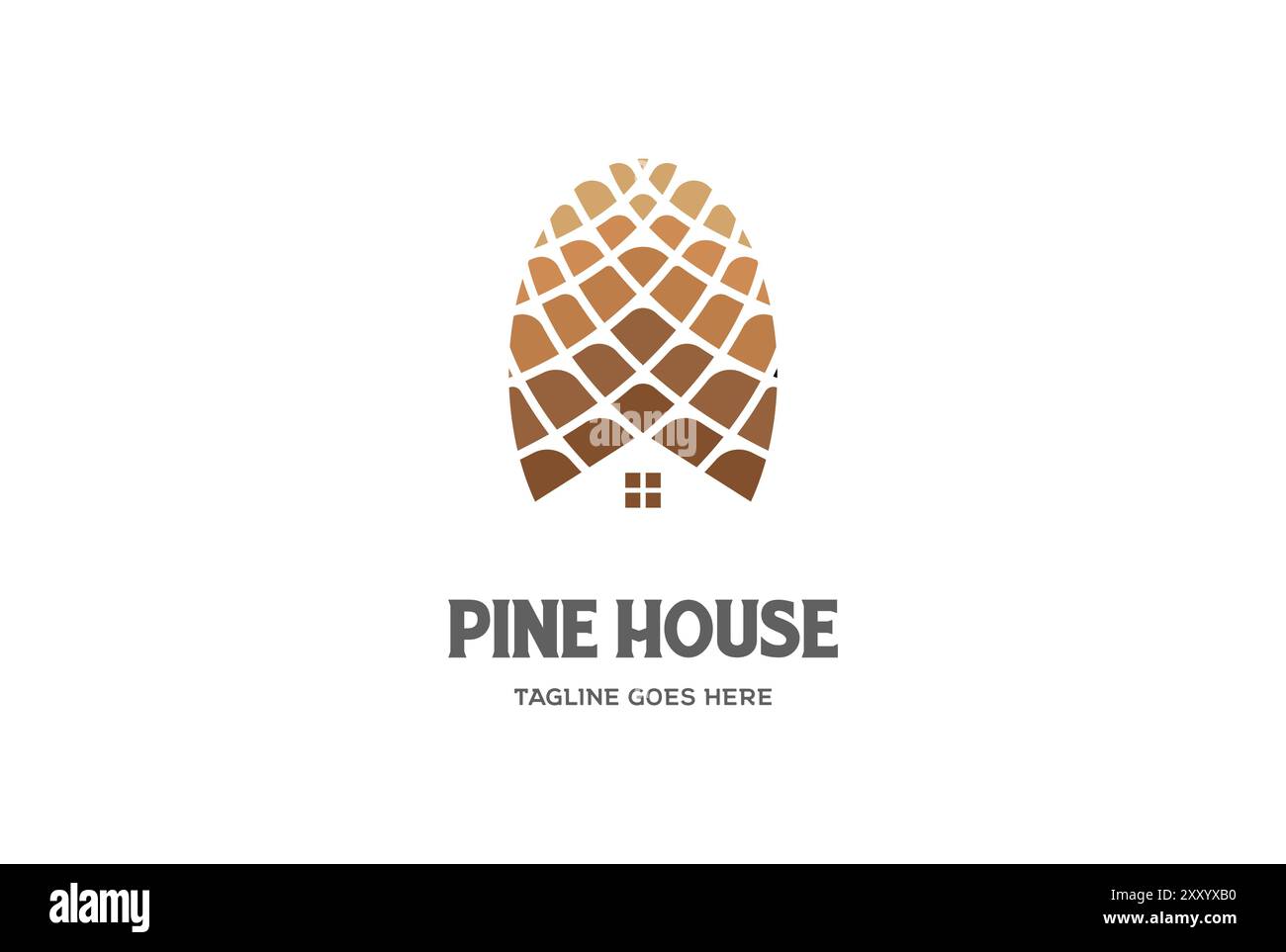 Pine Cone with House for Cabin Chalet Inn Villa or Real Estate Logo ...