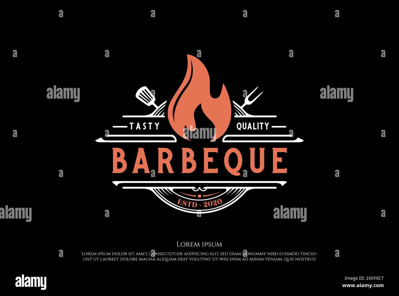 Rustic Retro Vintage BBQ Barbecue Grill Logo Design Vector Stock Vector ...