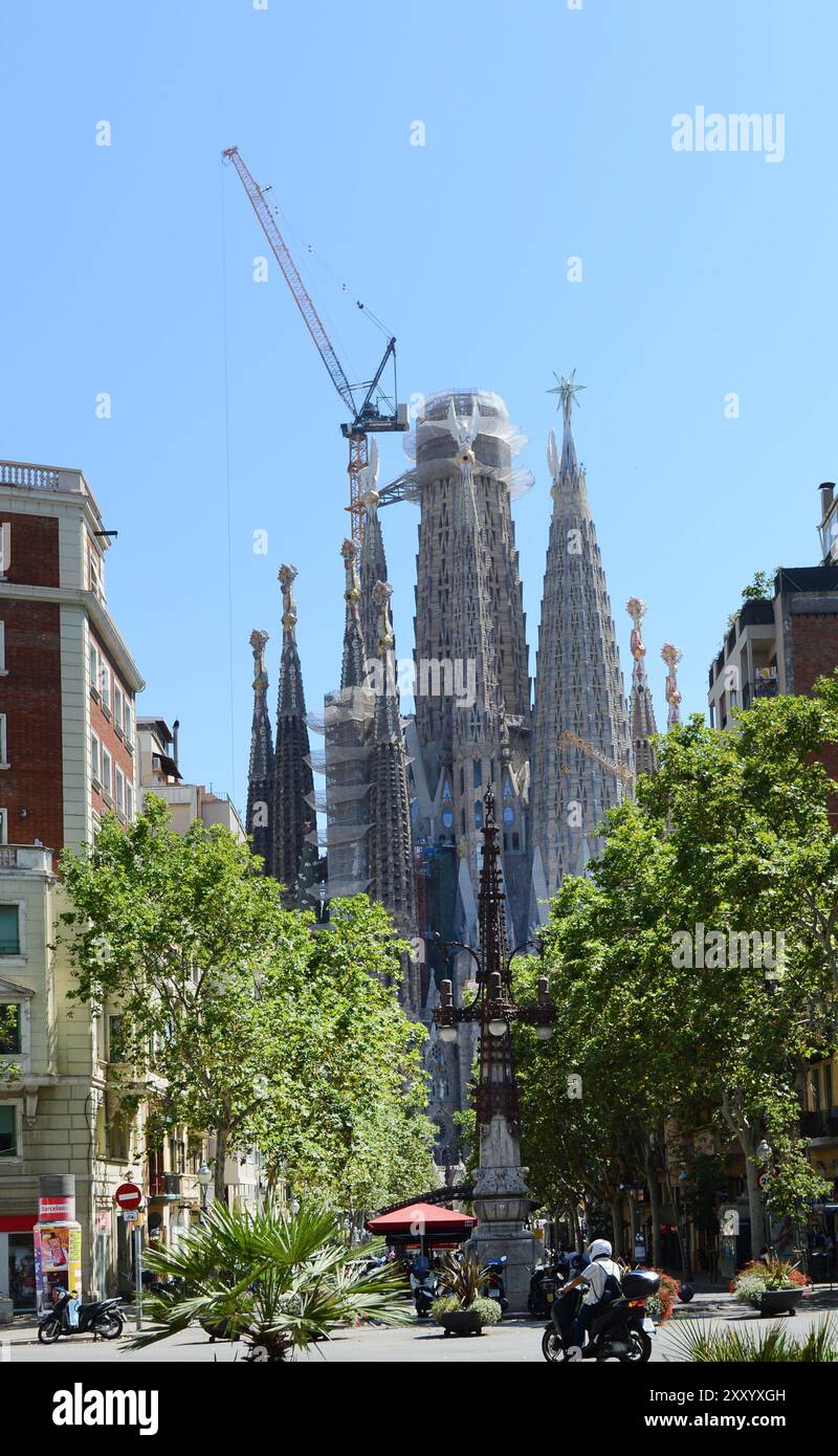 A view of the Sagrada Familia Basilica from the Av. de Gaudí in ...