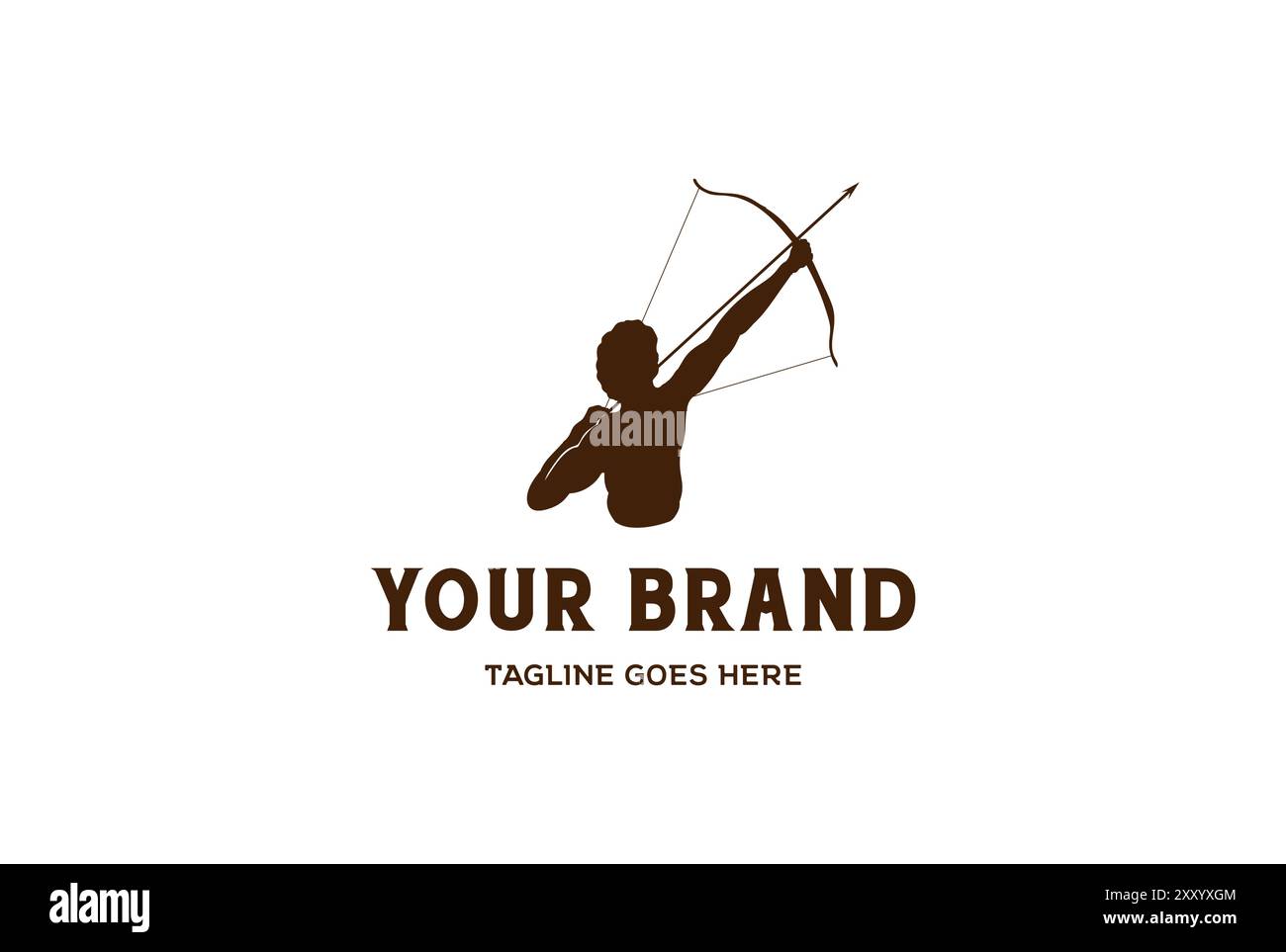 Vintage Retro Hercules Heracles with Bow Longbow Arrow, Muscular Myth ...