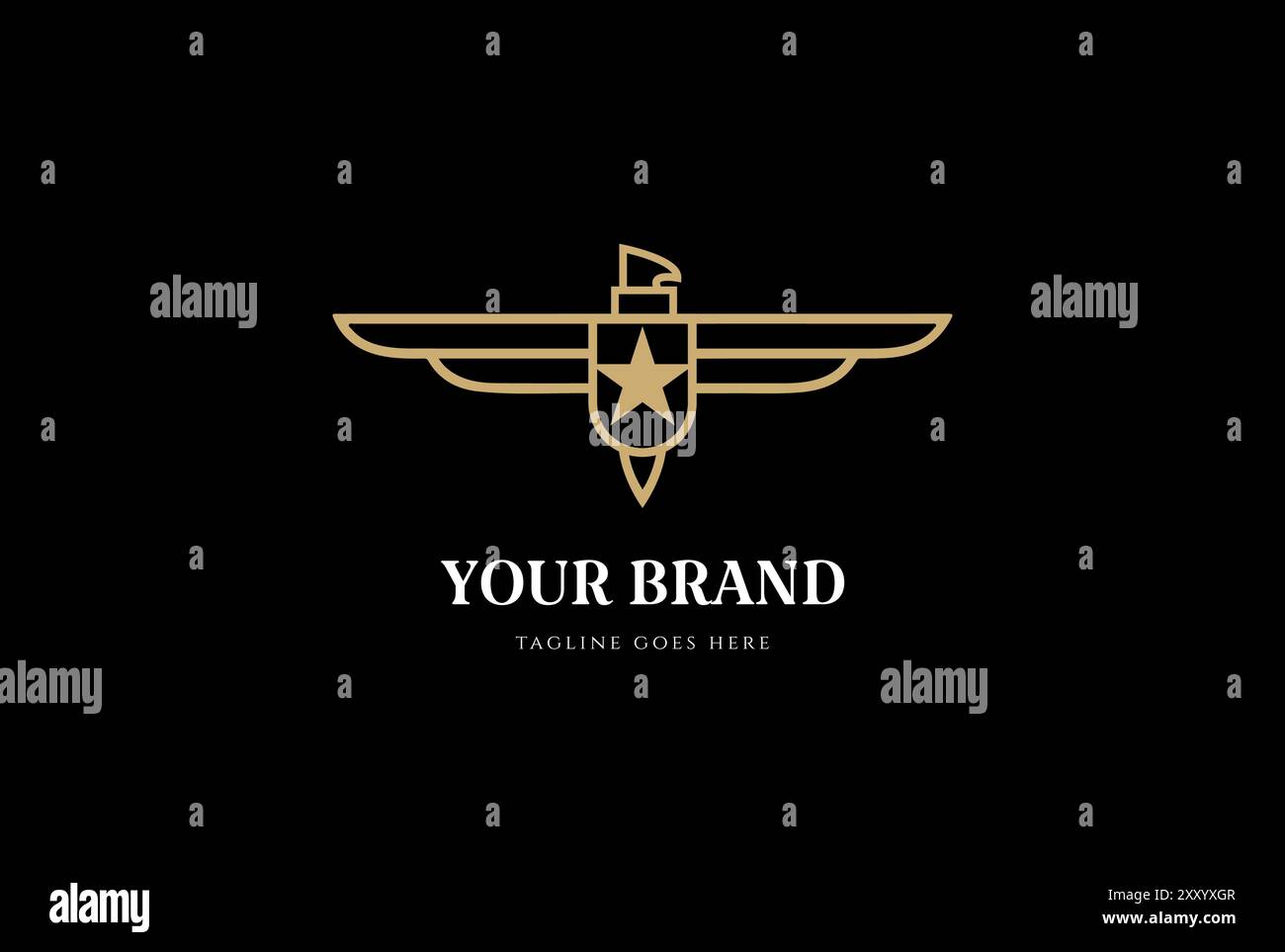 Golden Eagle Hawk Falcon Phoenix Monogram Badge Emblem for Military or ...