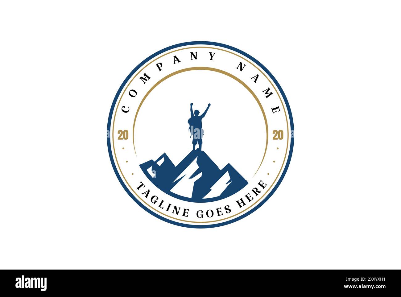 Male Man on Mountain Top Peak for Winner Adventure Champion Logo Design ...