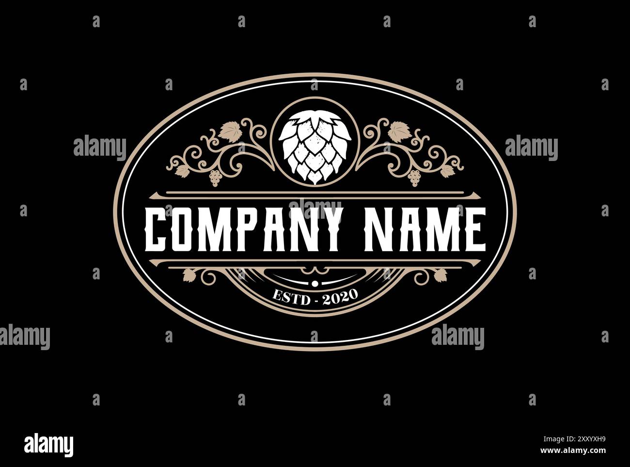 Vintage Old Hop for Craft Beer Brewing Brewery Logo Design Vector Stock ...