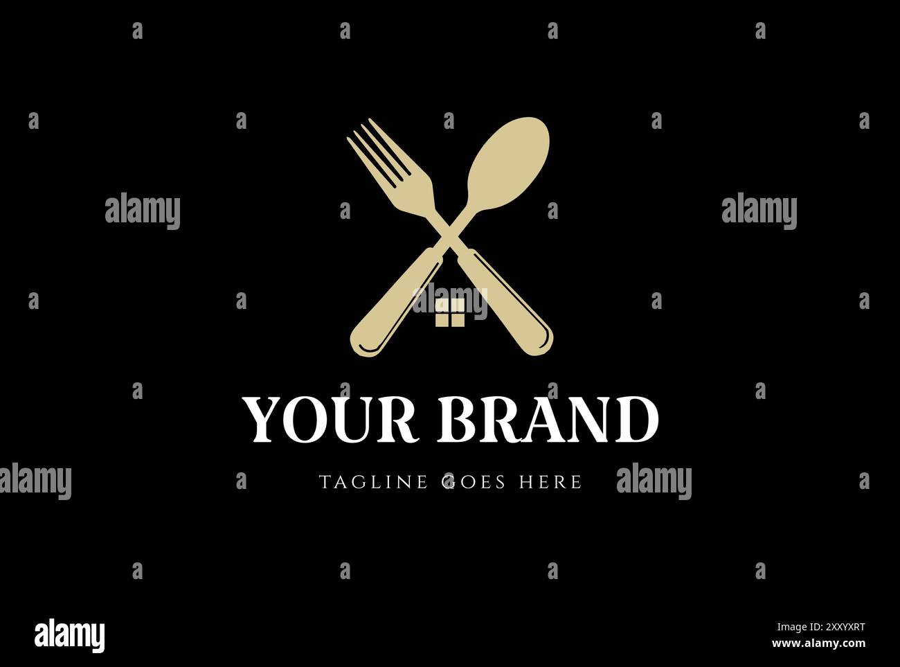 House Spoon and Fork for Restaurant or Kitchen Logo Design Vector Stock ...