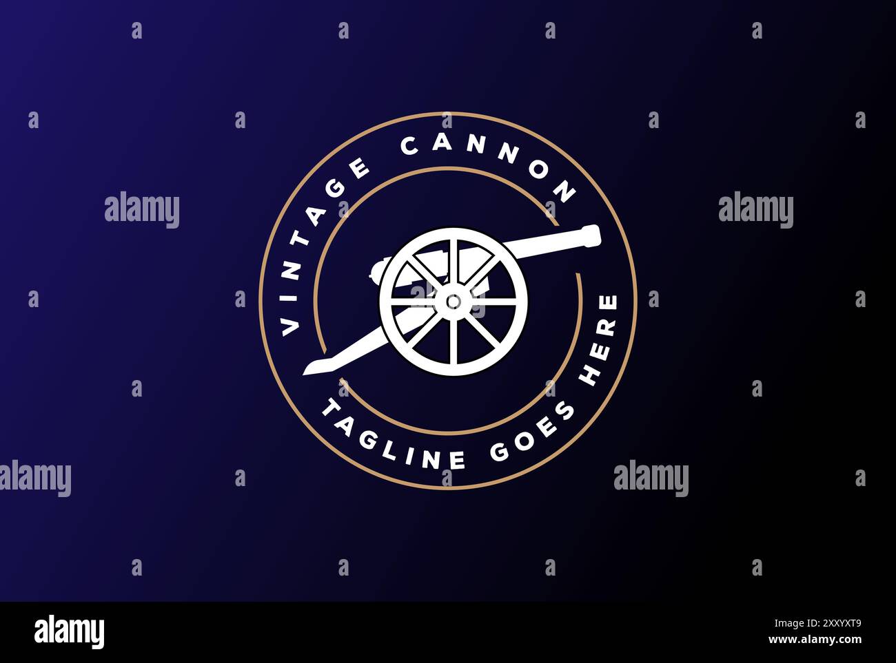 Circular Vintage Old Cannon Gun Gunnery Badge Emblem Label Logo Design ...