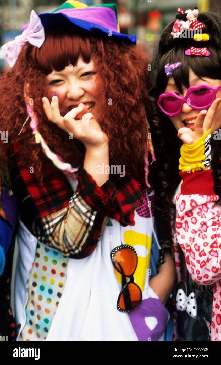 Young Japanese women wearing cosplay costumes in Harajuku, Tokyo, Japan ...
