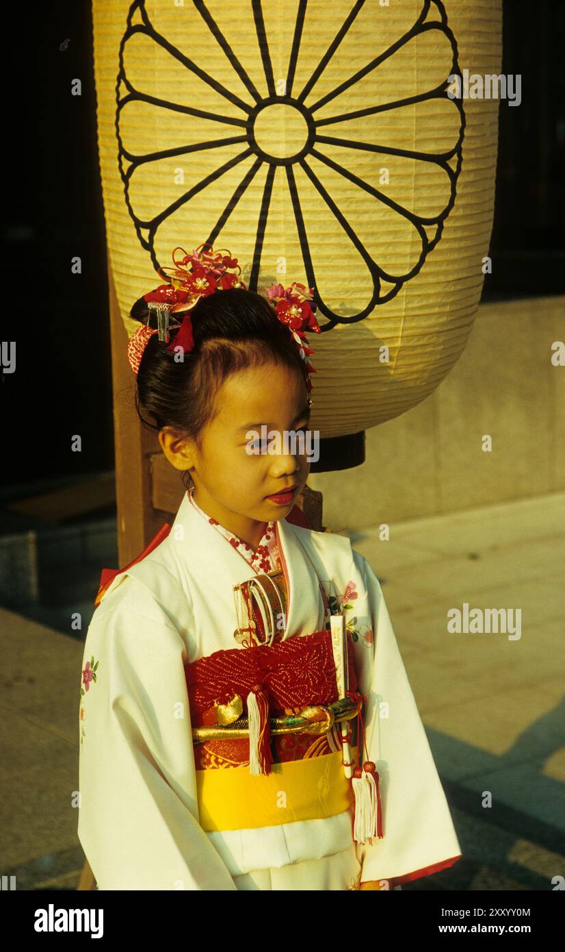 A beautiful Japanese girl traditionally dressed for the Sichi-Go-San ...